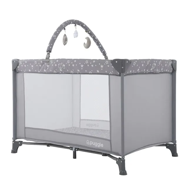 Puggle Compact 2-In-1 Travel Cot & Playpen - Scattered Stars Grey | The ...