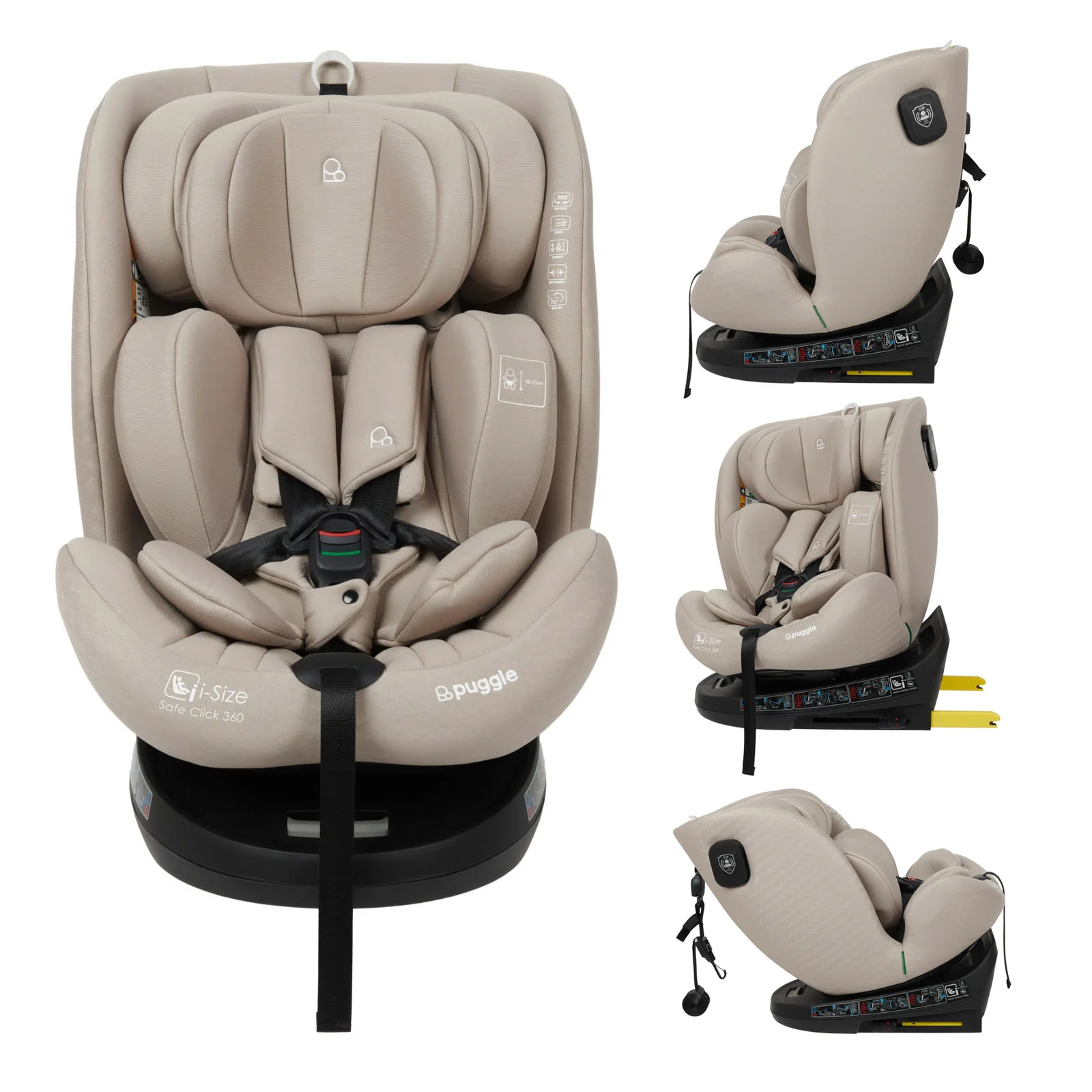 Puggle Safe Click i-Size R129 40-150cm 360 Rotate Eco ISOFIX Car Seat ...