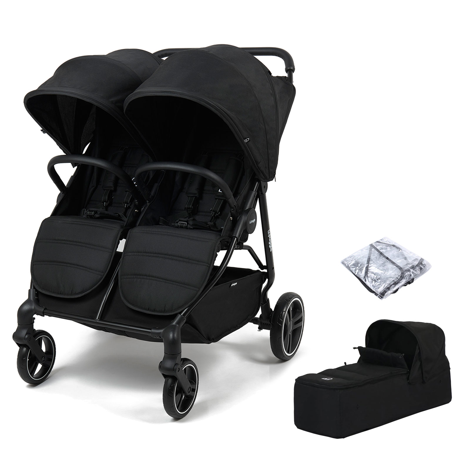 Puggle Urban City Easyfold Twin Double Pushchair With Soft Carrycot ...