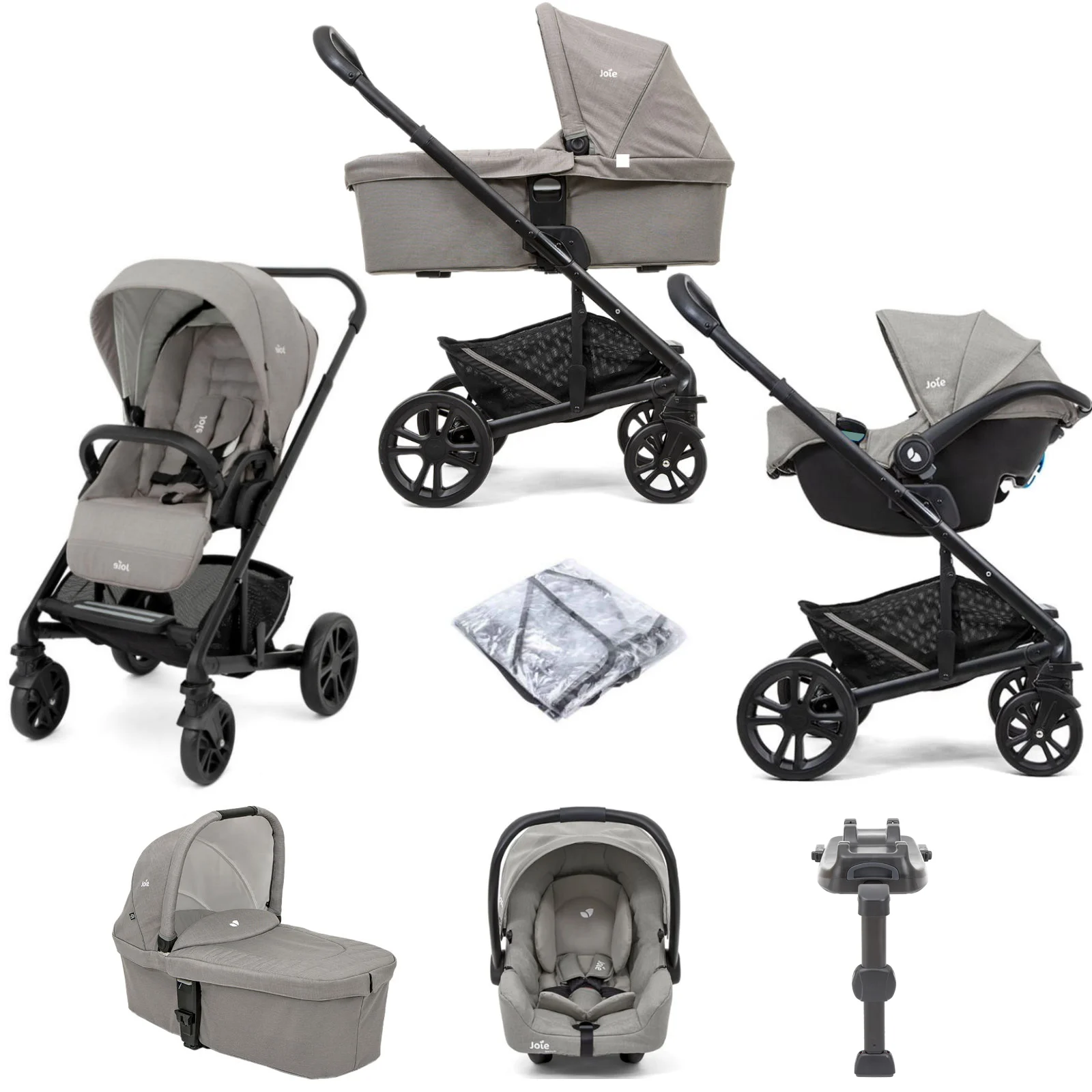 Joie Chrome (i-Snug2) Travel System with Carrycot & ISOFIX Base - Pebble | The Nursery Store