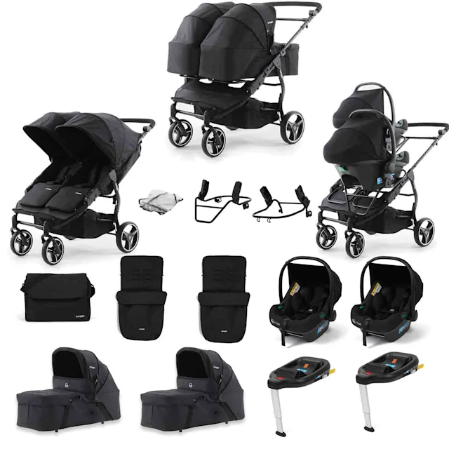 Puggle Memphis 2-in-1 Duo Double Twin Travel System with 2 Safe Fit i ...