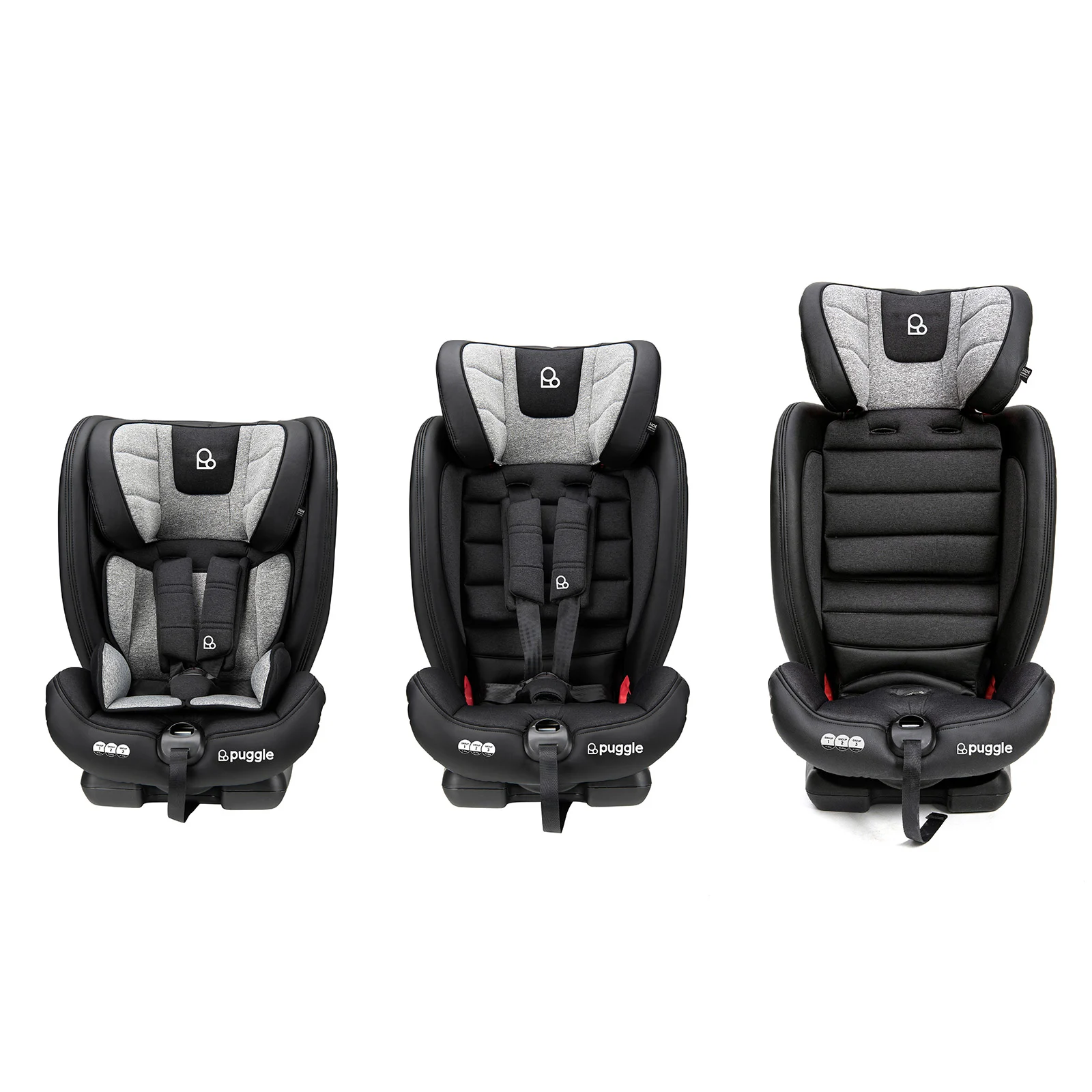 Puggle Safe Fit & Gro Group 1/2/3 Car Seat - Black (9 Months-12 Years ...