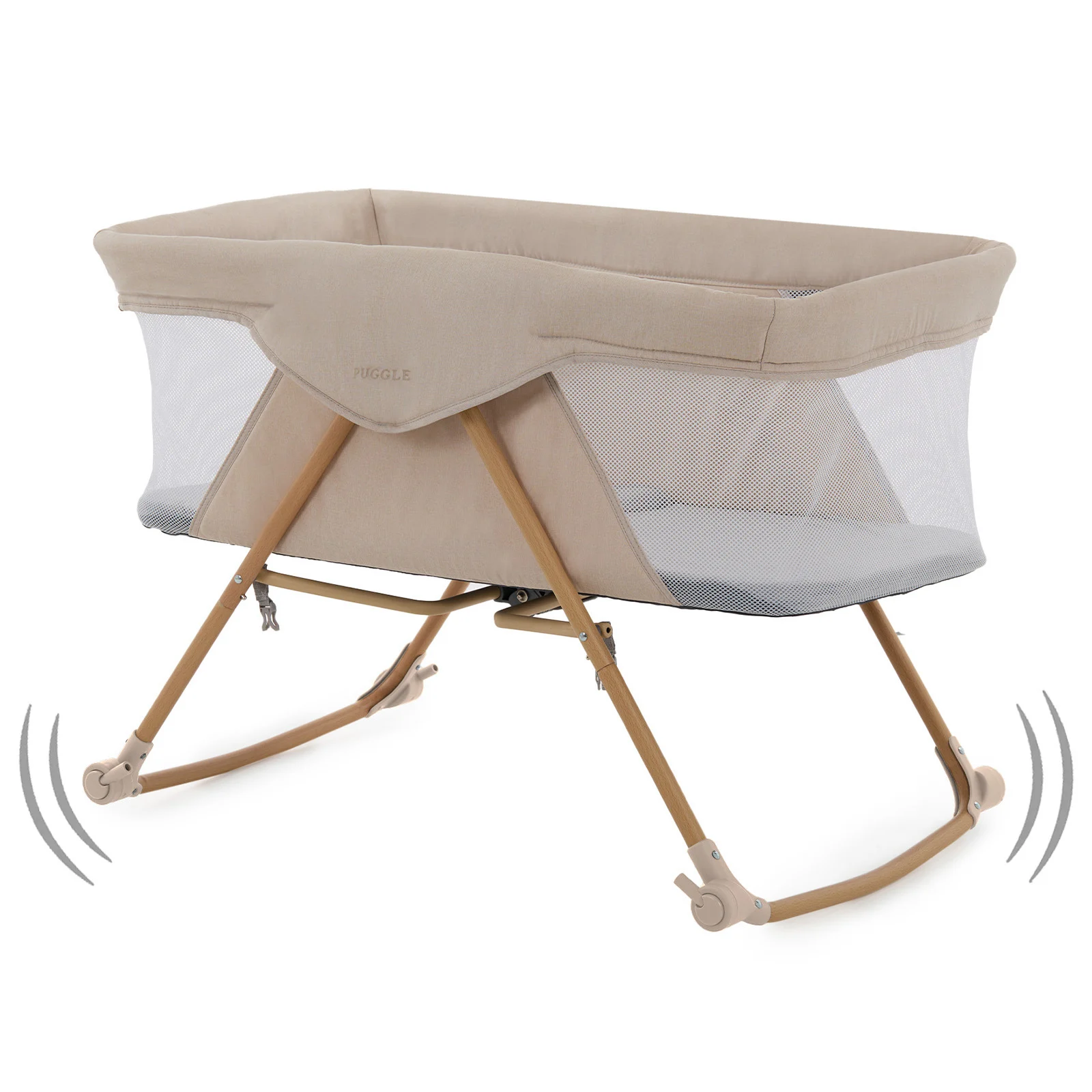 Puggle Sleepy XL Folding Bedside Rocking Crib with Carry Bag - Cashmere ...