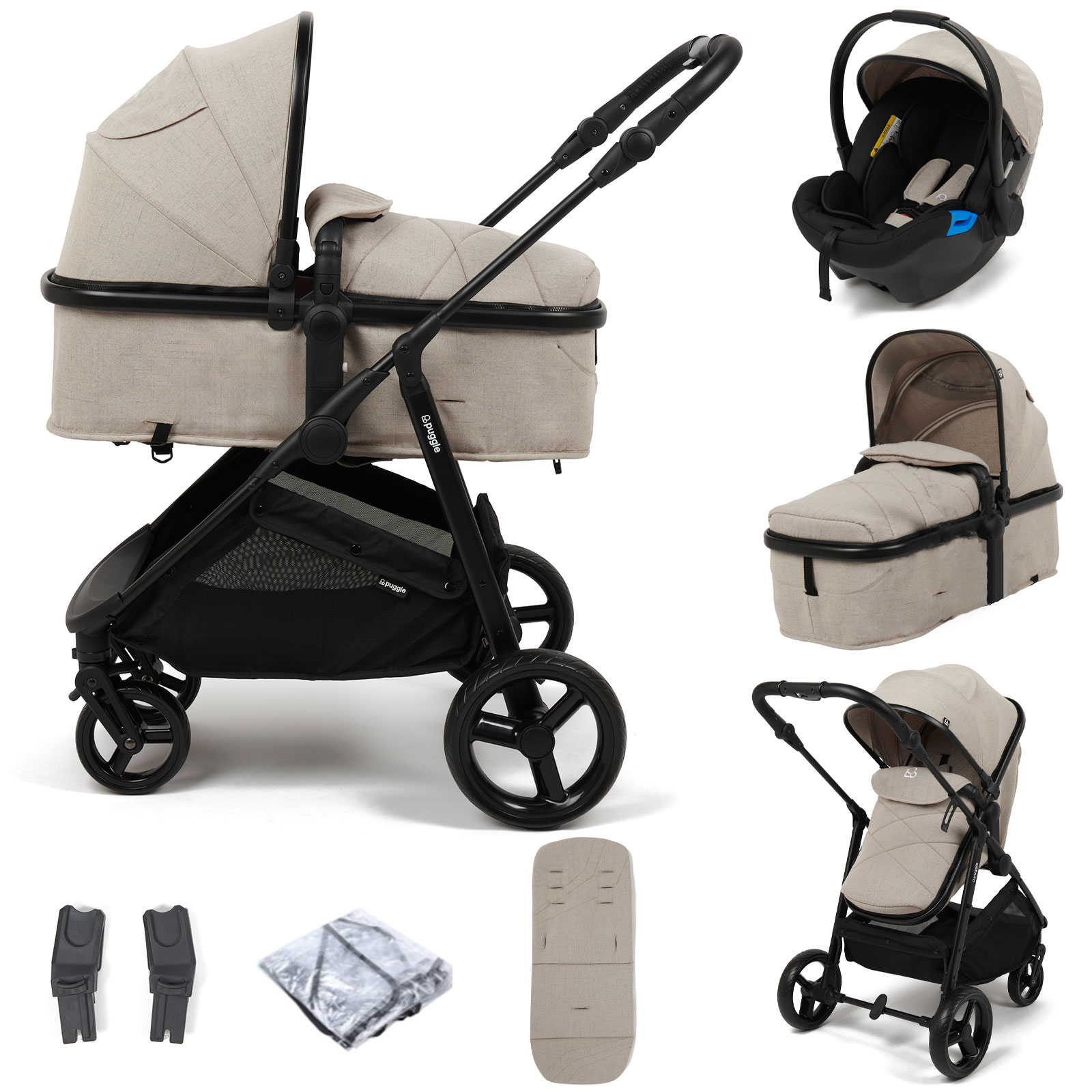 Puggle Monaco XT 2-in-1 Pushchair With Adjustable Handle Travel System ...