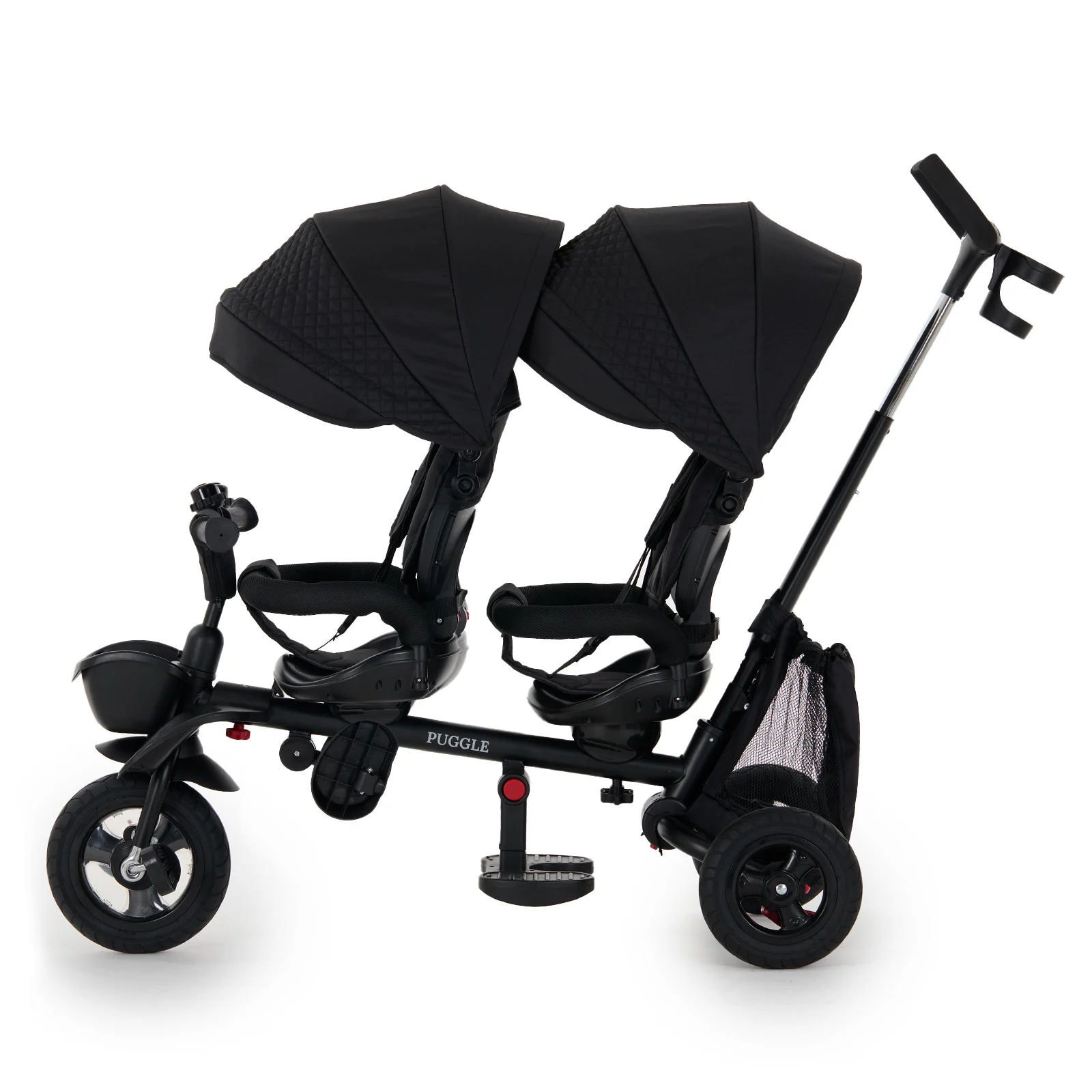 Puggle Designer Double Twin Spin 7-in-1 Folding Trike - Black (9 months ...