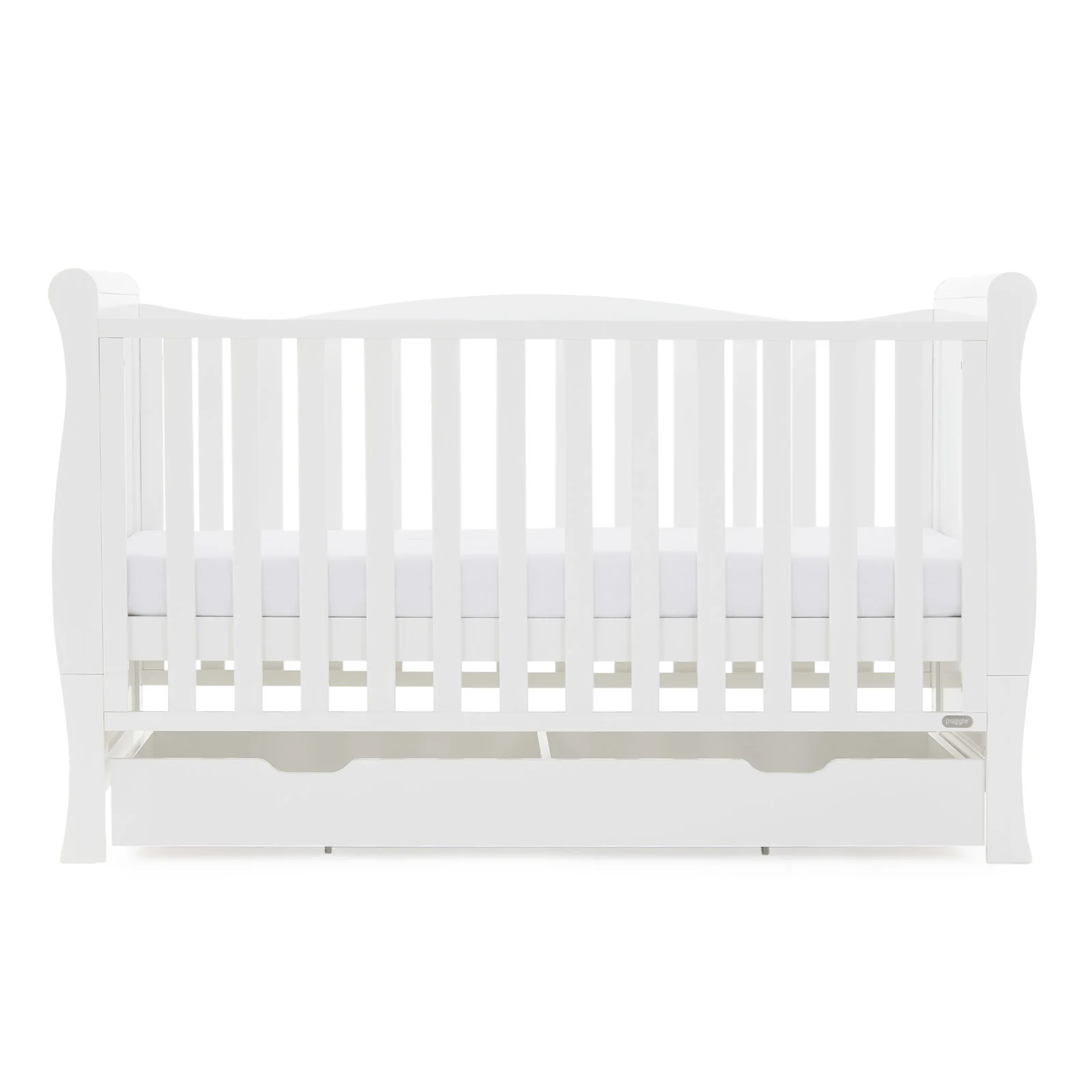Puggle Prestbury Classic Deluxe Sleigh Cot Bed & Drawer with 10cm Maxi ...