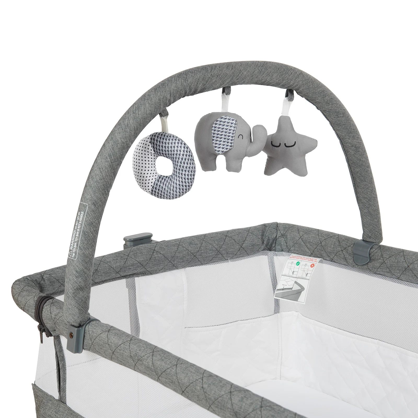 Puggle Sleepy Rocking Bedside Crib with Toy Bar - Graphite Grey | The ...
