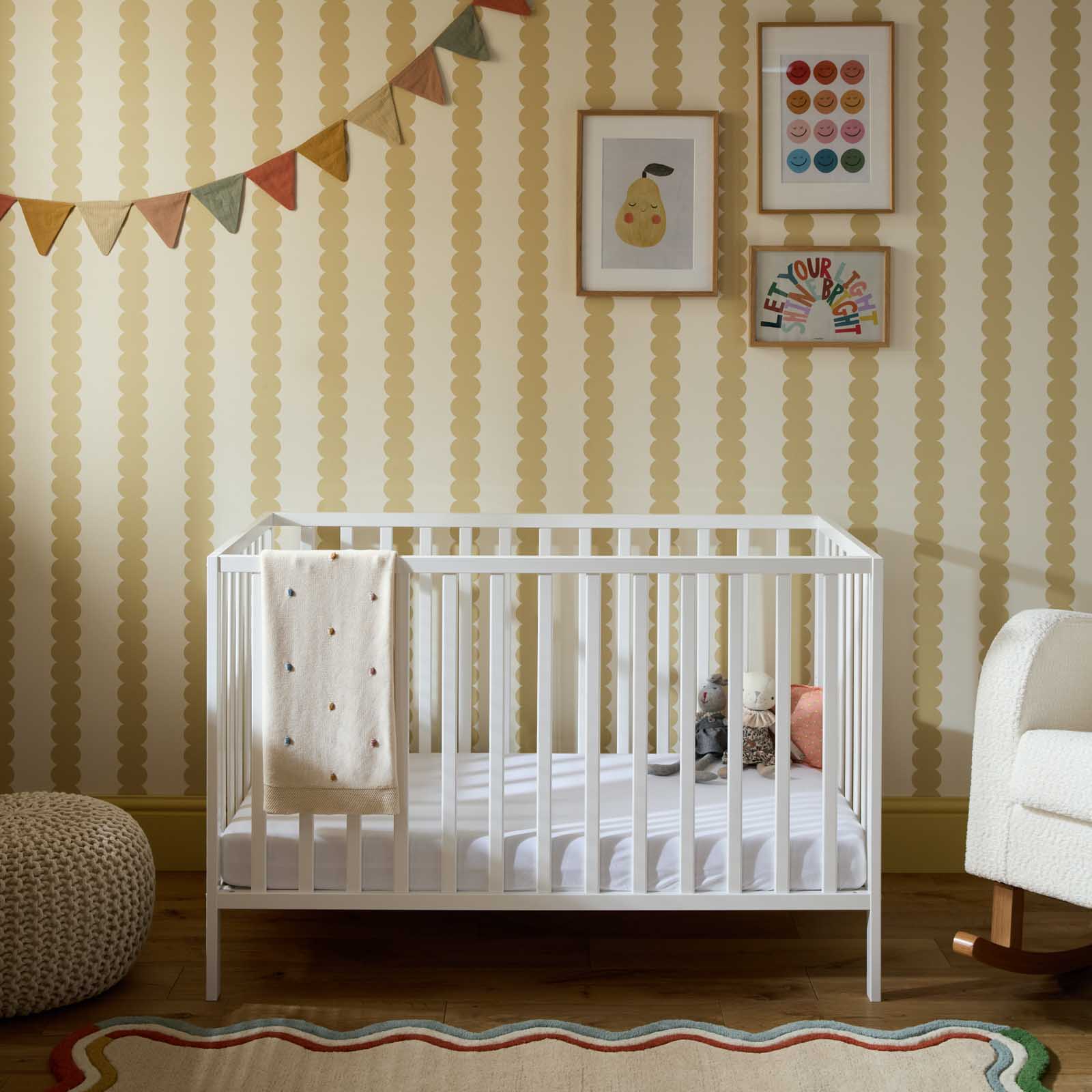 Puggle Oban Cot - Classic White | The Nursery Store