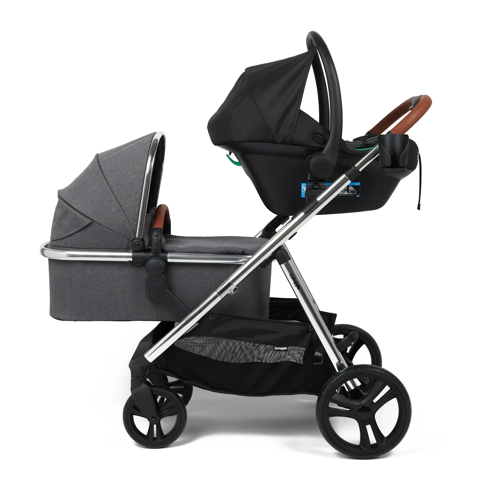 Puggle Memphis 3-in-1 Duo Double Twin Travel System with R129 Car Seats ...