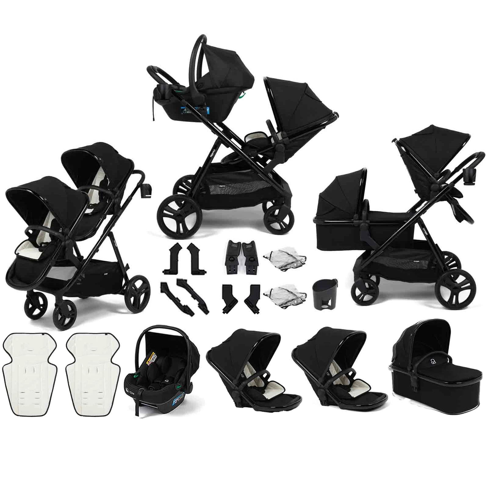 Puggle Memphis 3-in-1 Duo Double Travel System with Safe Fit i-Size ...