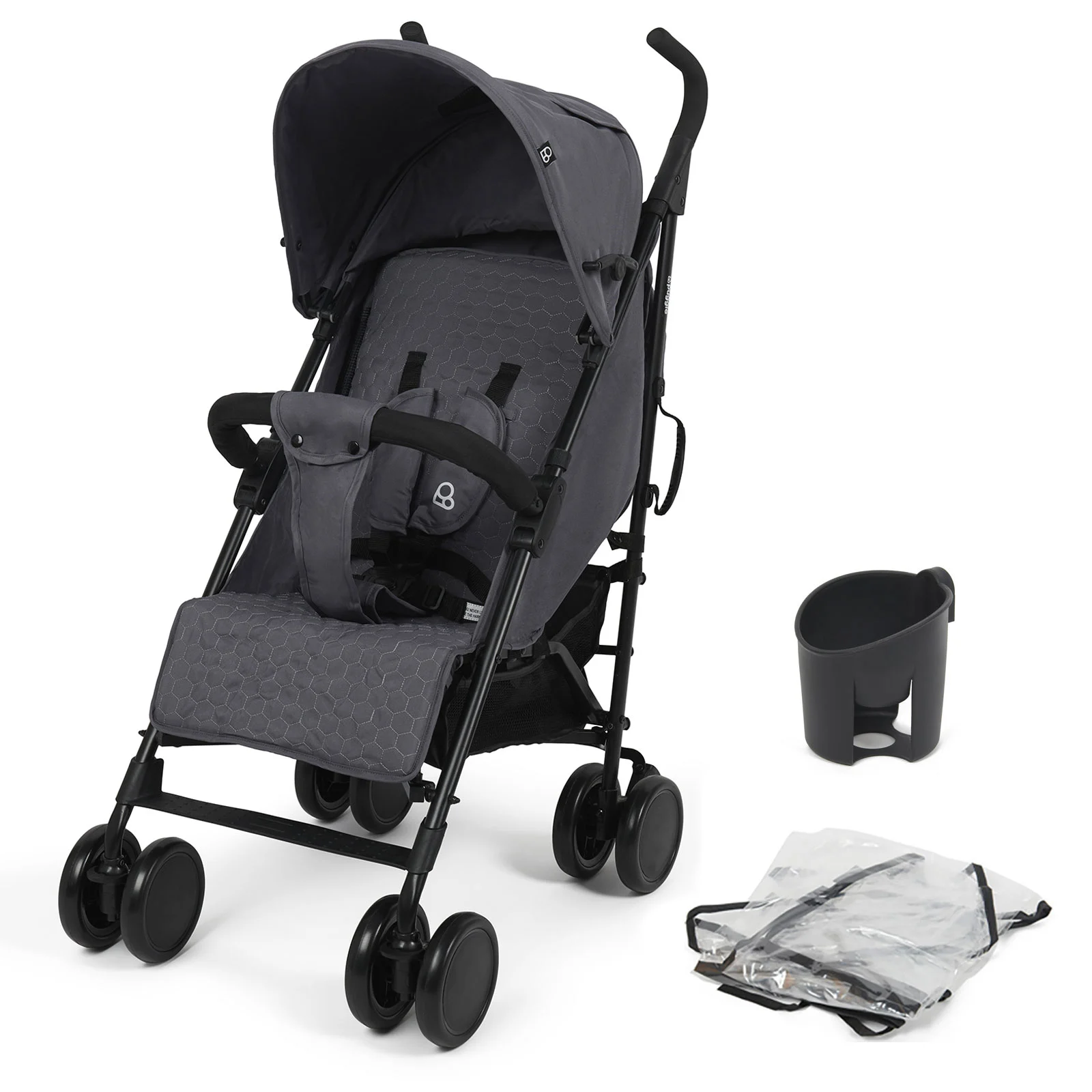 Puggle Litemax Pushchair with Rain Cover & Cup Holder - Slate Grey ...