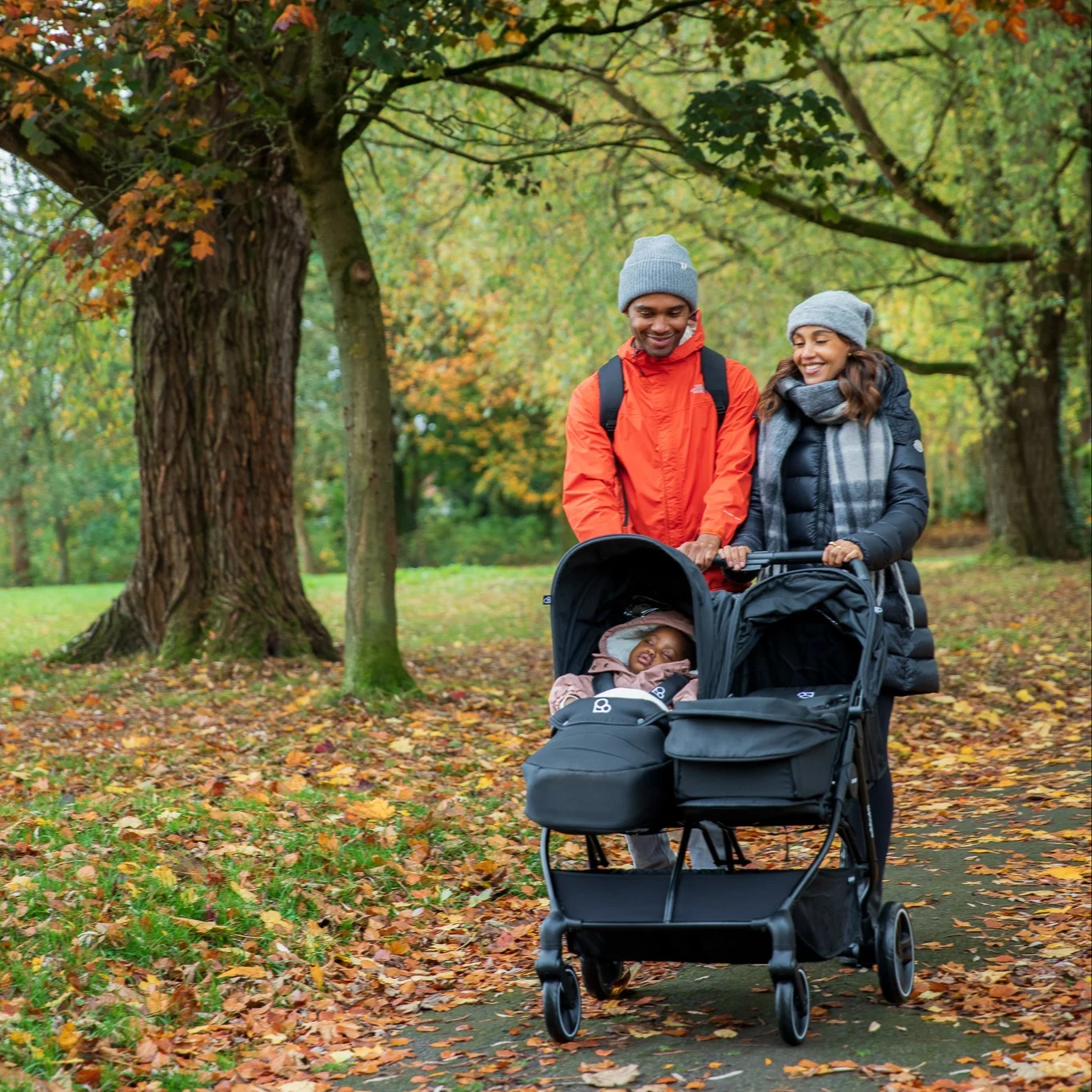 Puggle Urban City Easyfold Twin Double Pushchair with 2 Soft Carrycots ...