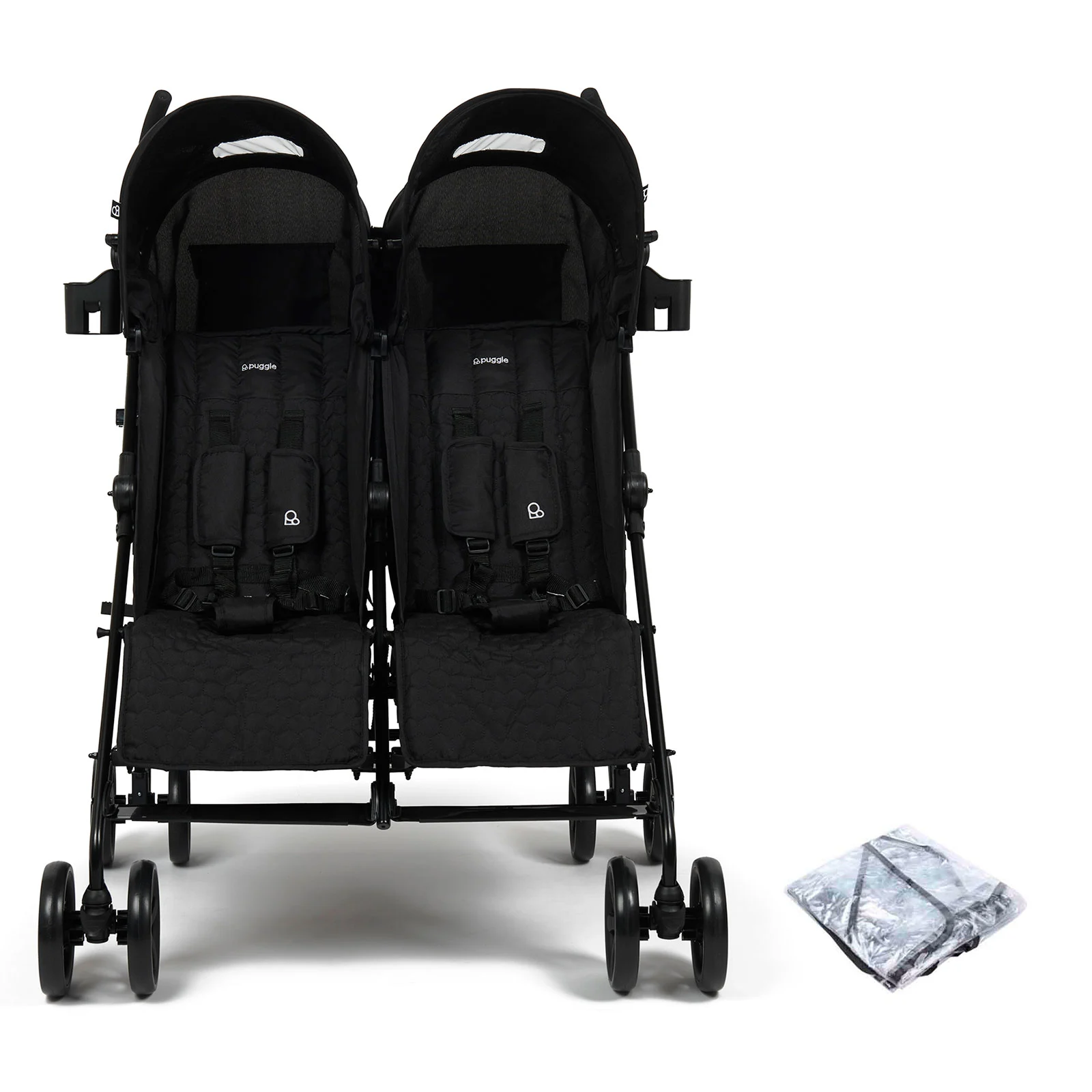 Puggle Litemax Double Pushchair with Rain Cover - Storm Black | The ...
