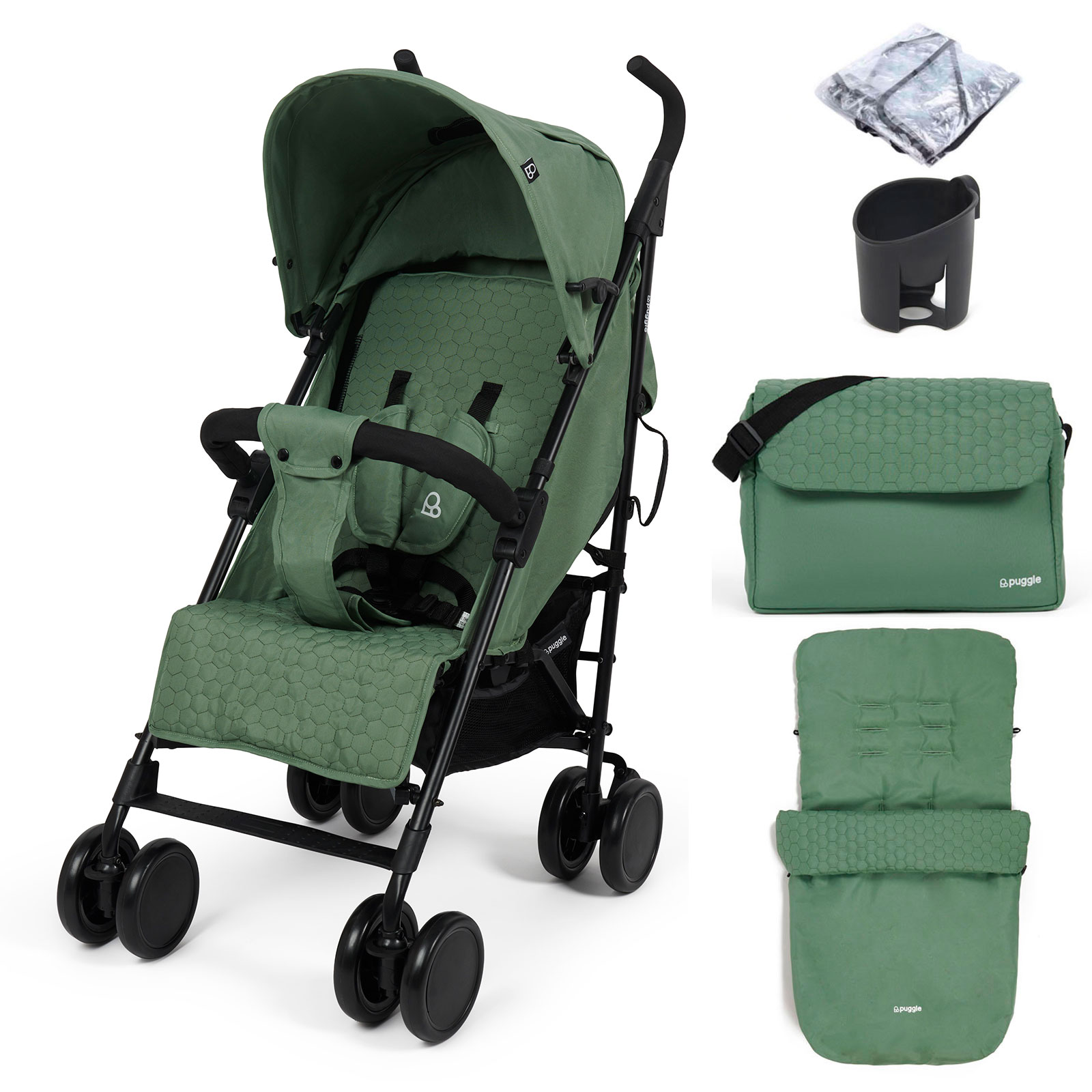 Puggle Litemax Pushchair with Rain Cover, Cupholder, Universal Footmuff ...