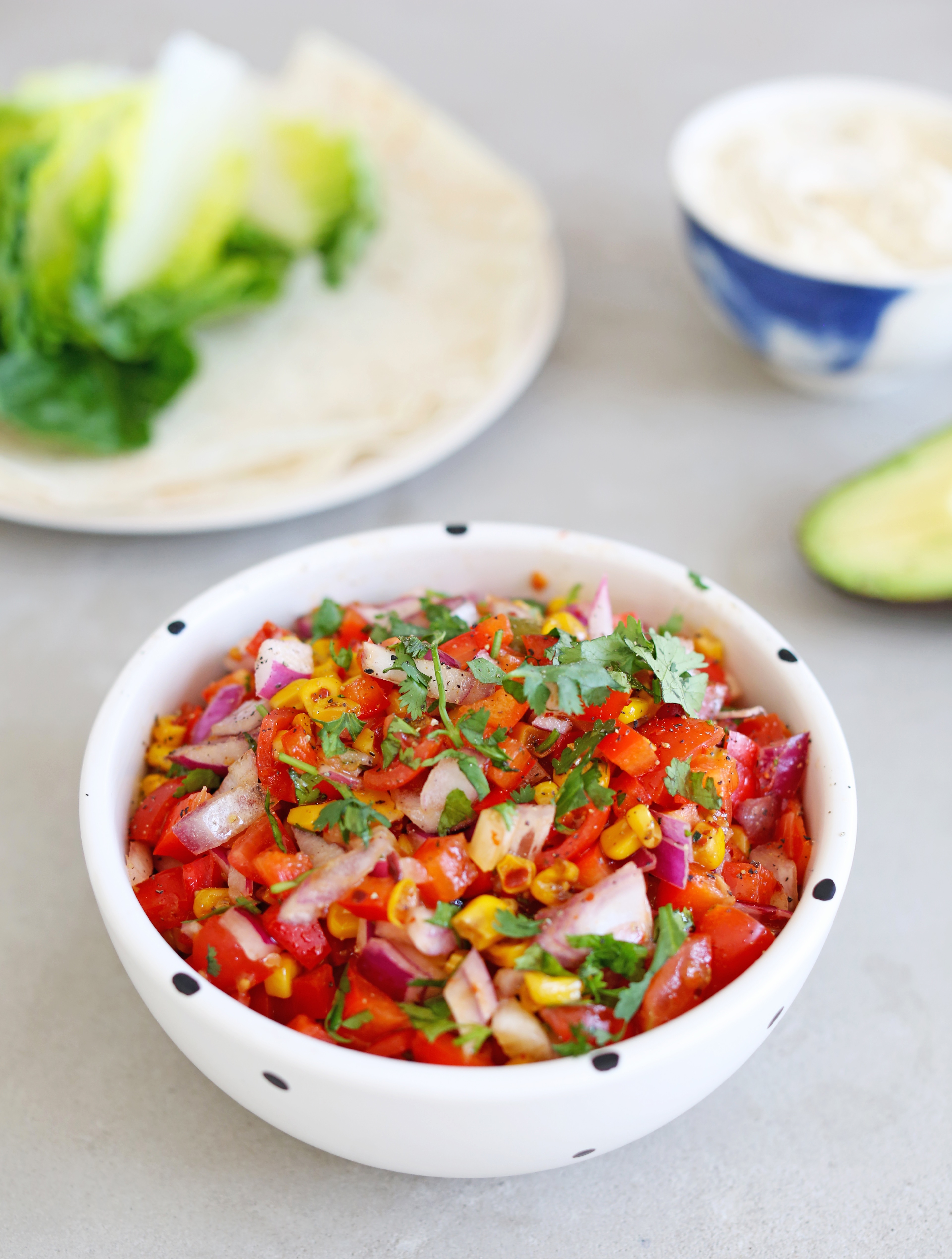 Roasted Spicy Corn & Pepper Salsa - Deliciously Ella