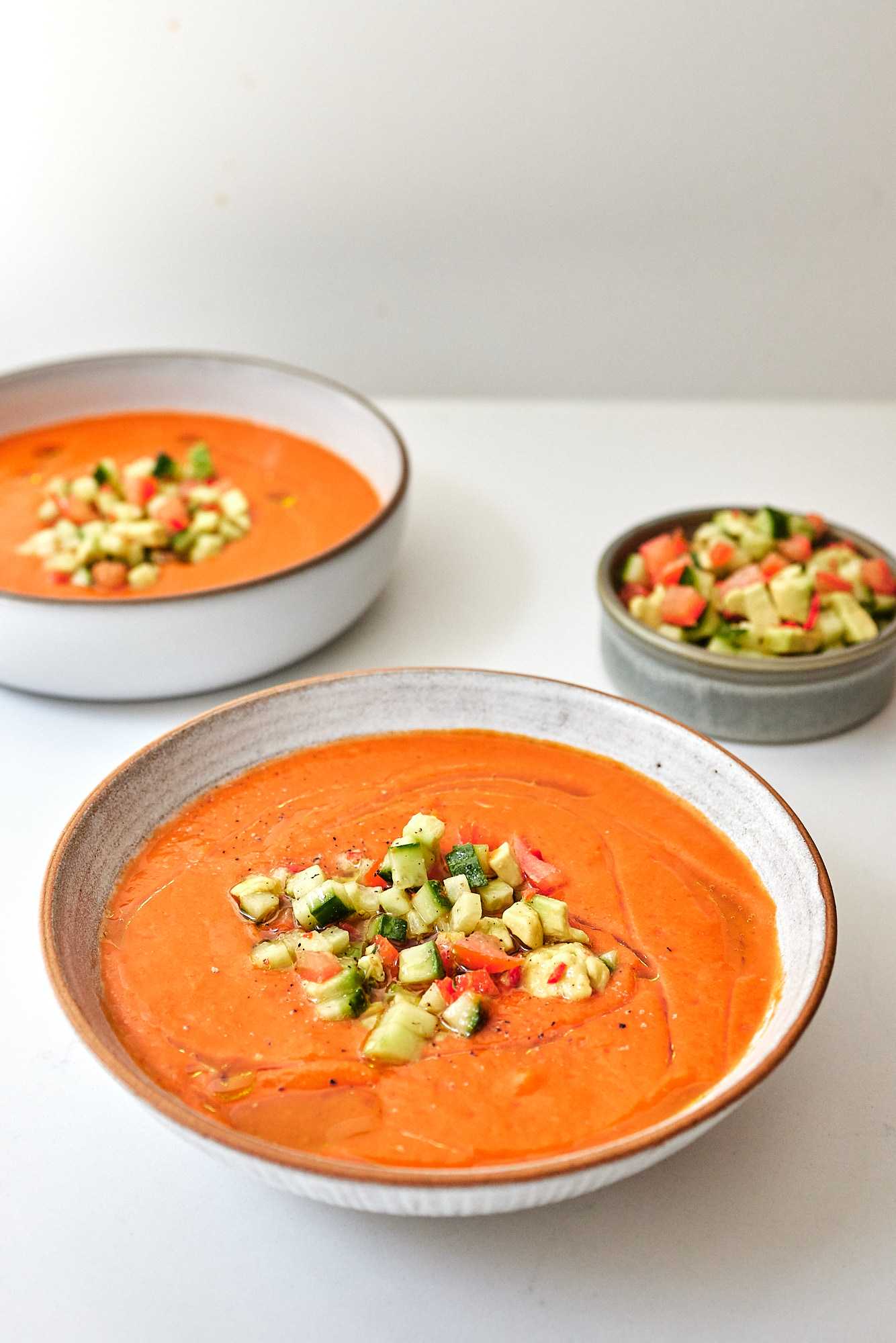 Summer Gazpacho With Avocado Salsa - Deliciously Ella
