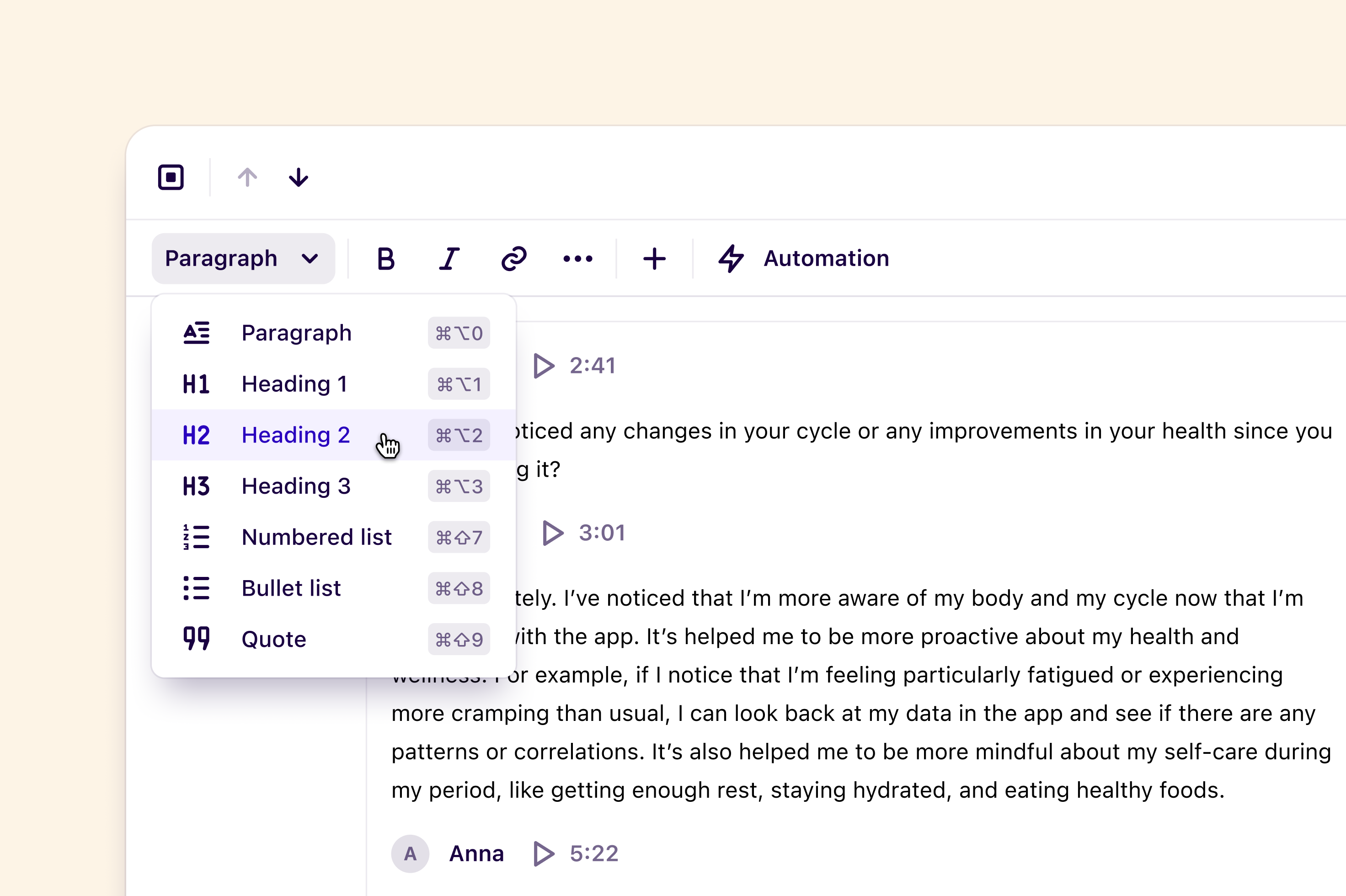 Edit notes and transcripts