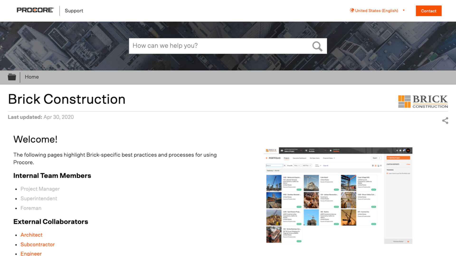 Centre de formation Procore – Documentation personnalisée | Procore