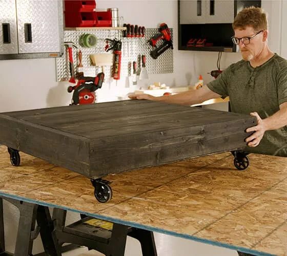 Here's How to Make a Simple Coffee Table on Casters