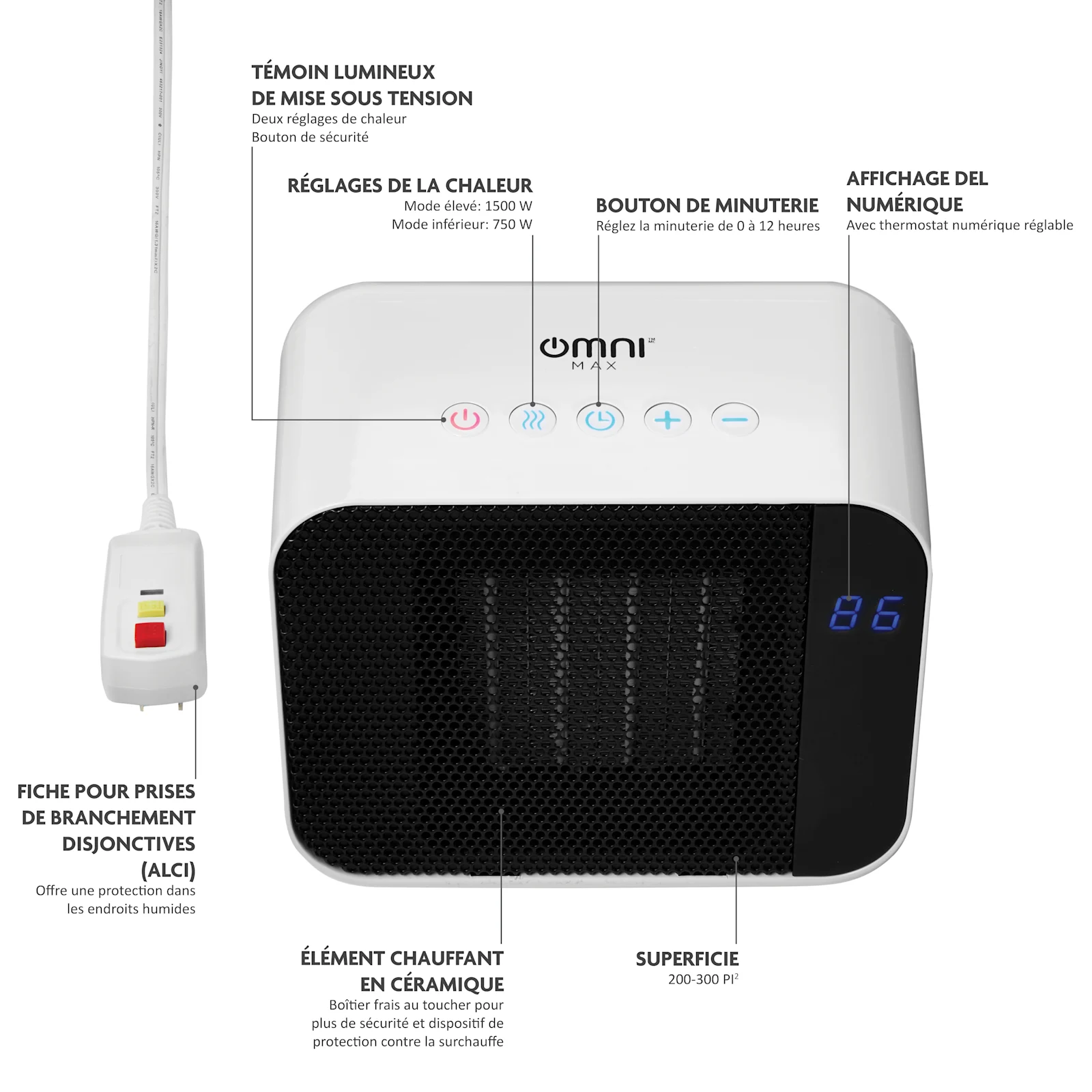 CLASSIC 1500W Digital Ceramic Heater, with ALCI Plug | Home Hardware