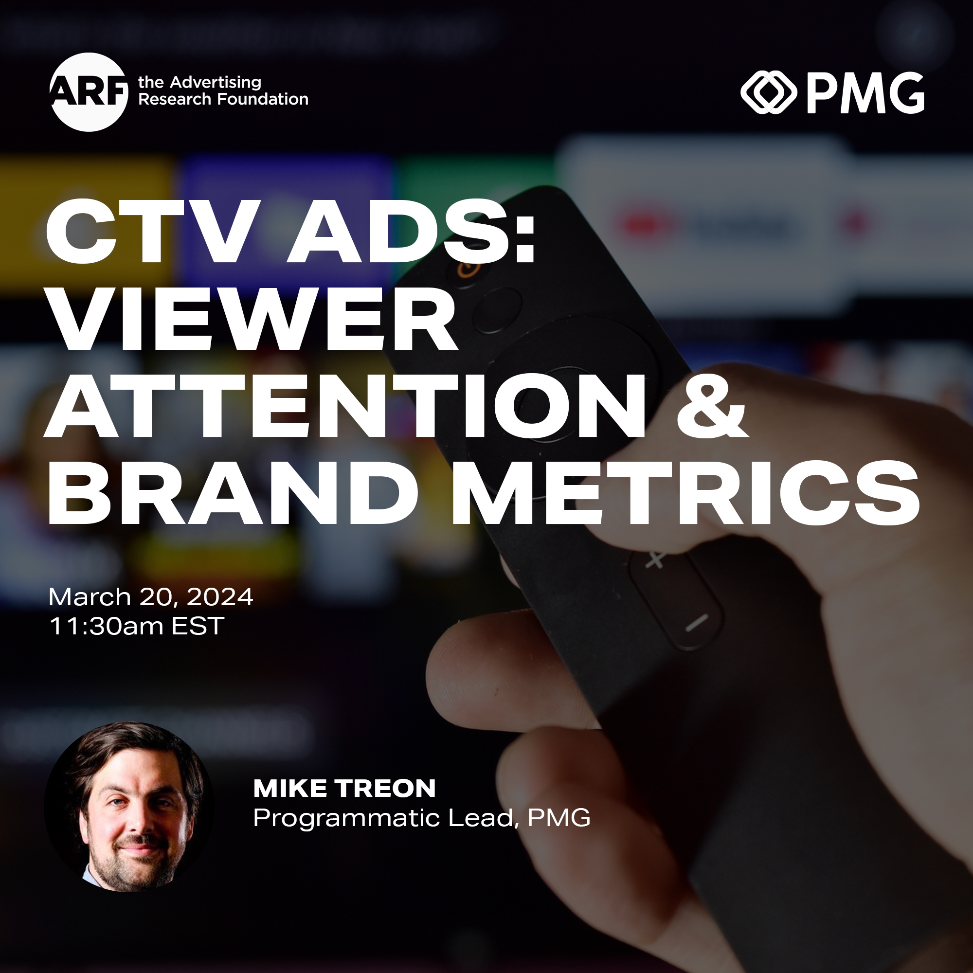 PMG’s Mike Treon to Speak on AI, CTV at ARF’s AUDIENCExSCIENCE