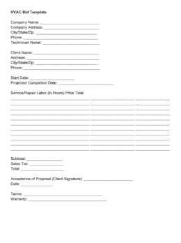 Free Hvac Proposal Template Download PRINTABLE TEMPLATES