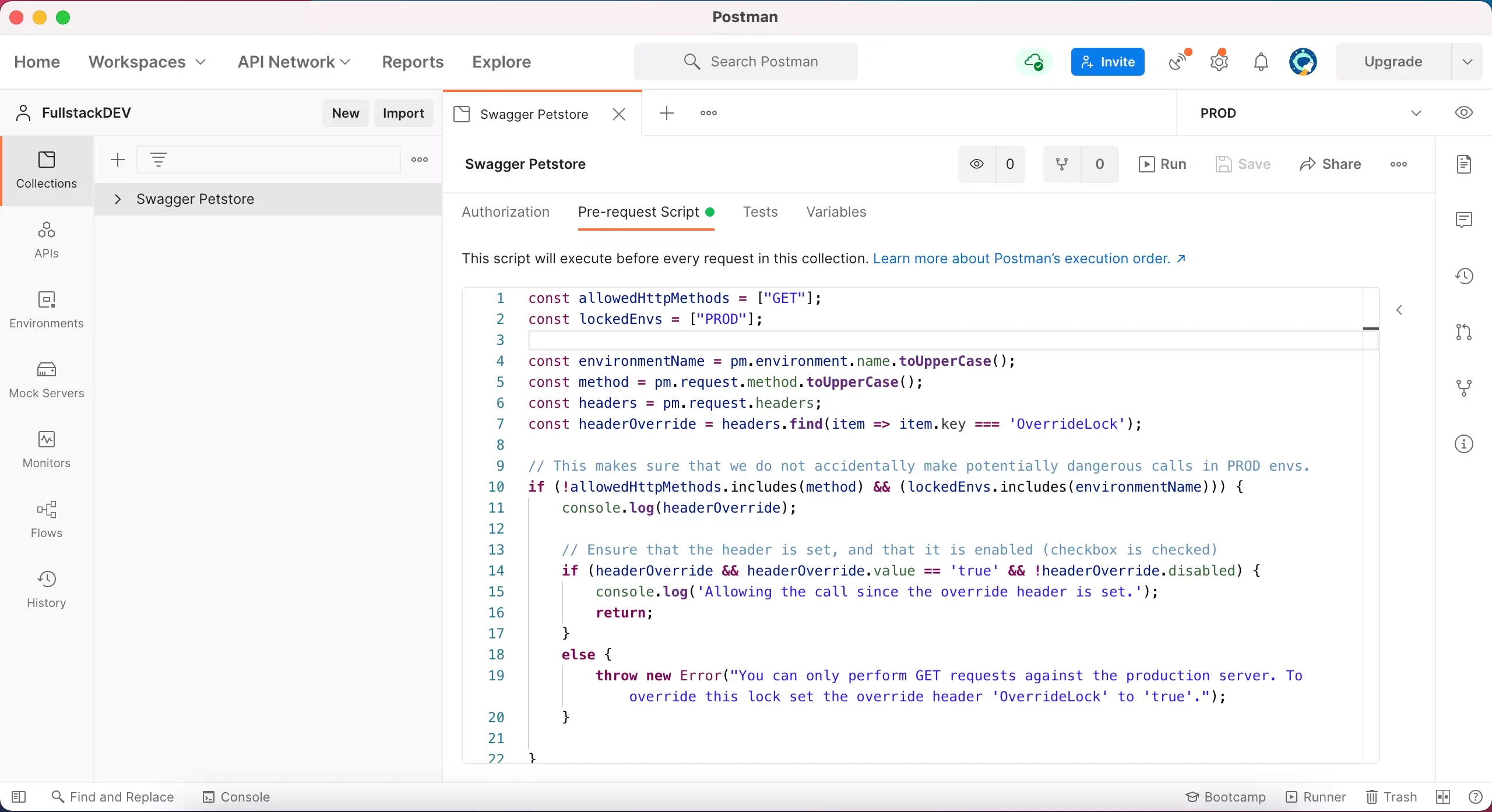 Using Pre Request Scripts In Postman To Avoid Dangerous Api Calls