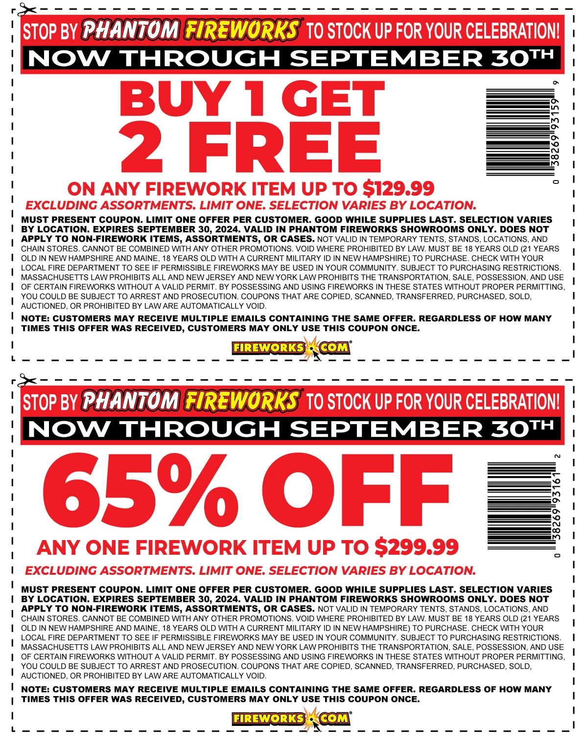 Coupons | Online Email Subscribers | Phantom Fireworks