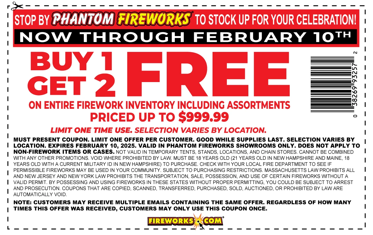 Coupons | Online Email Subscribers | Phantom Fireworks