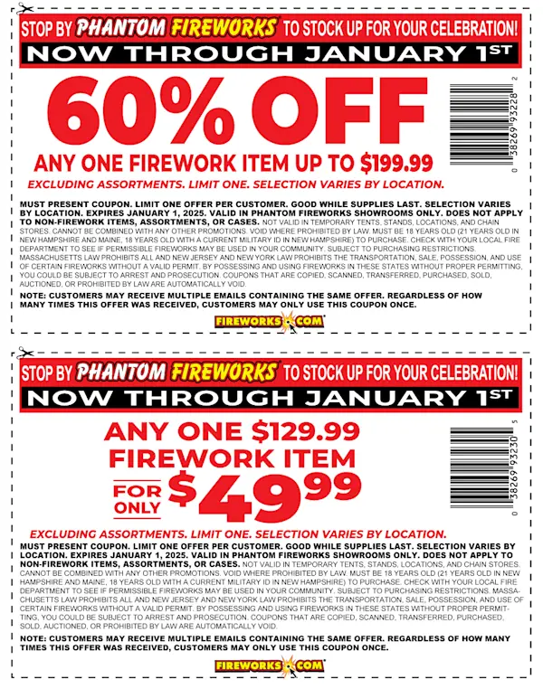 Coupons | NL | Phantom Fireworks