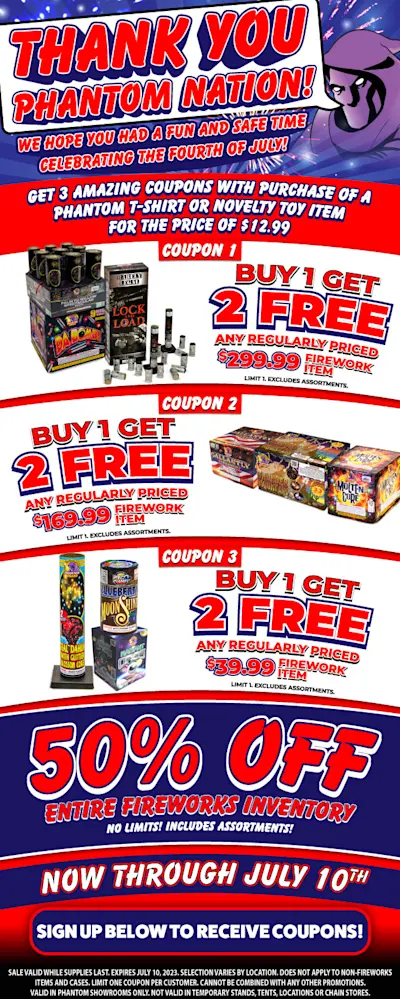 Coupons | Online | Phantom Fireworks