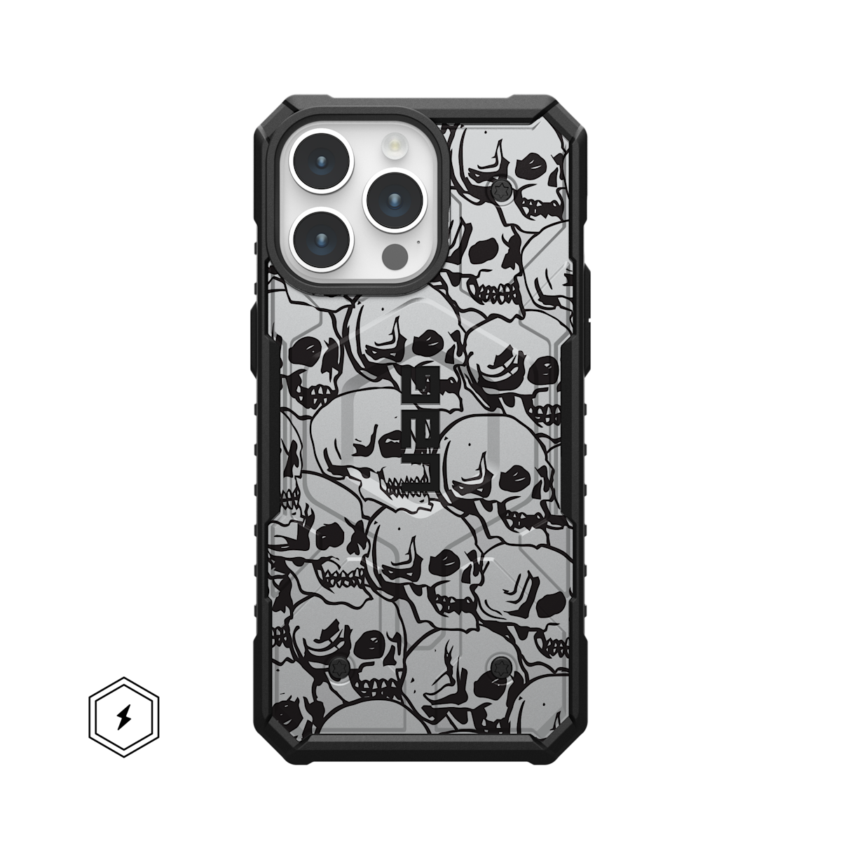 PATHFINDER CASE WITH MAGSAFE FOR APPLE IPHONE - BLOCK 03 - SILVER SKULLS