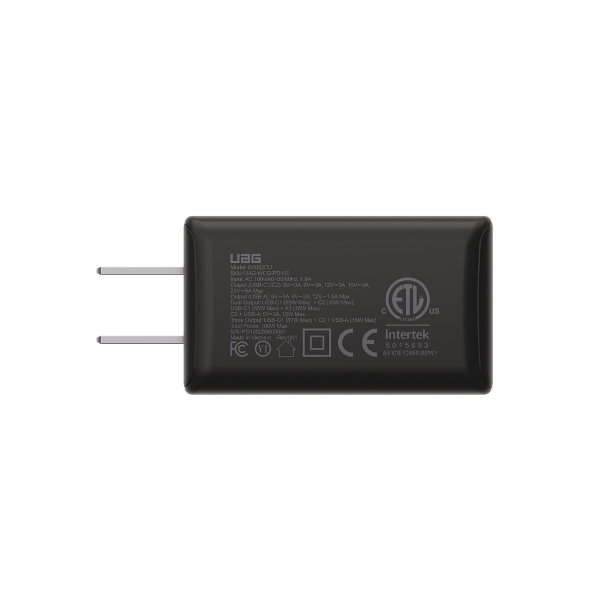 SRGE (US) 100W 3 Port Wall Charger Compact Travel Friendly Quick Charge ...