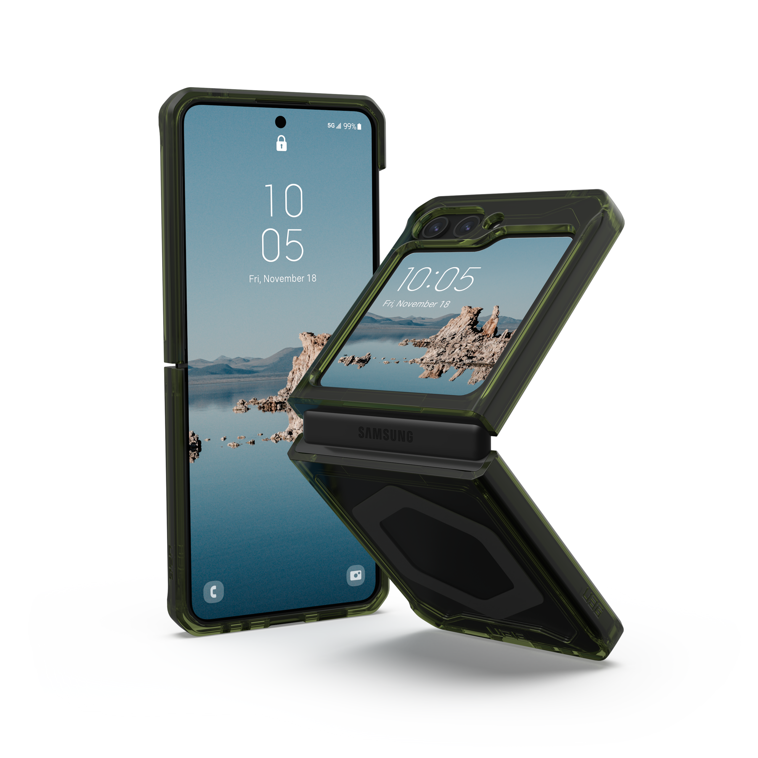 Galaxy Z Flip5 (2023) Case Clear Open Hinge Magnetic Charging Plyo UAG ...