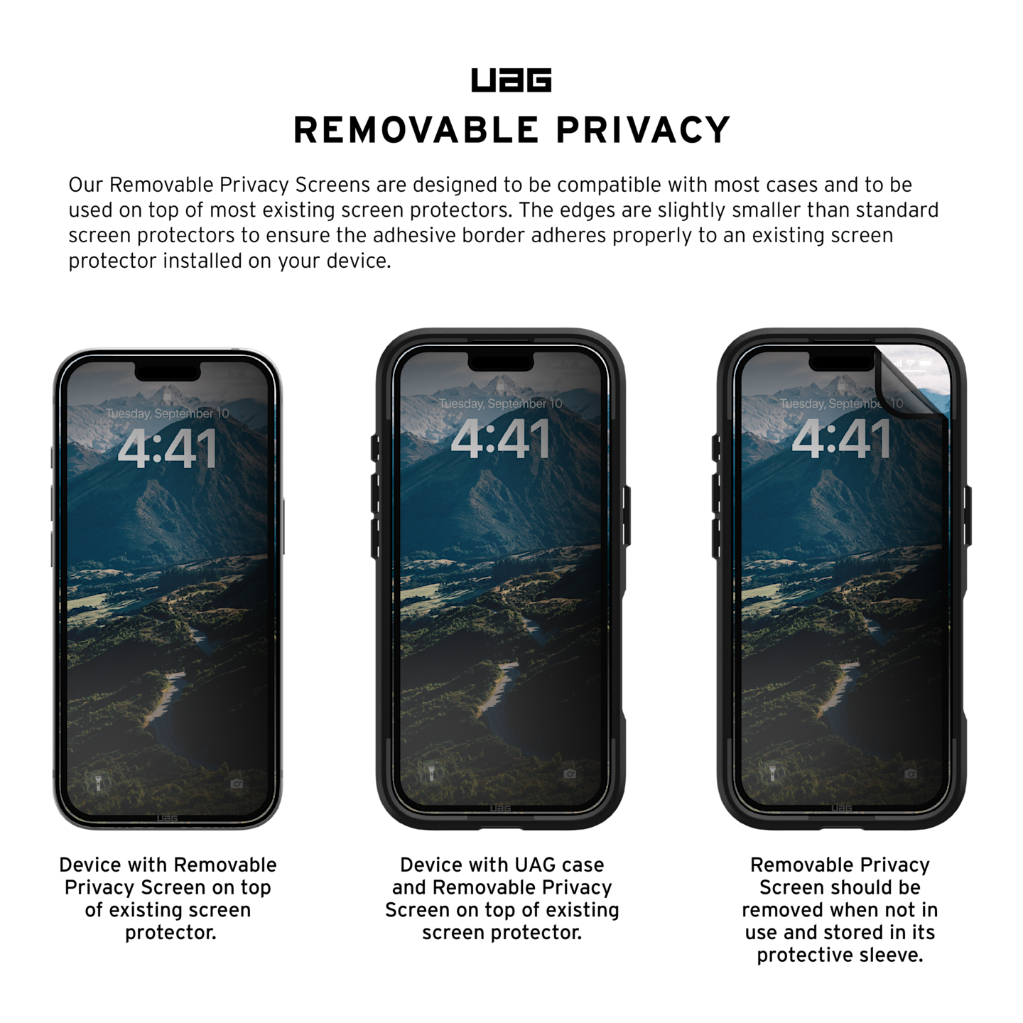 Removable & Reusable 2-Way Privacy Screen For iPhone 16 Pro Portrait Tint