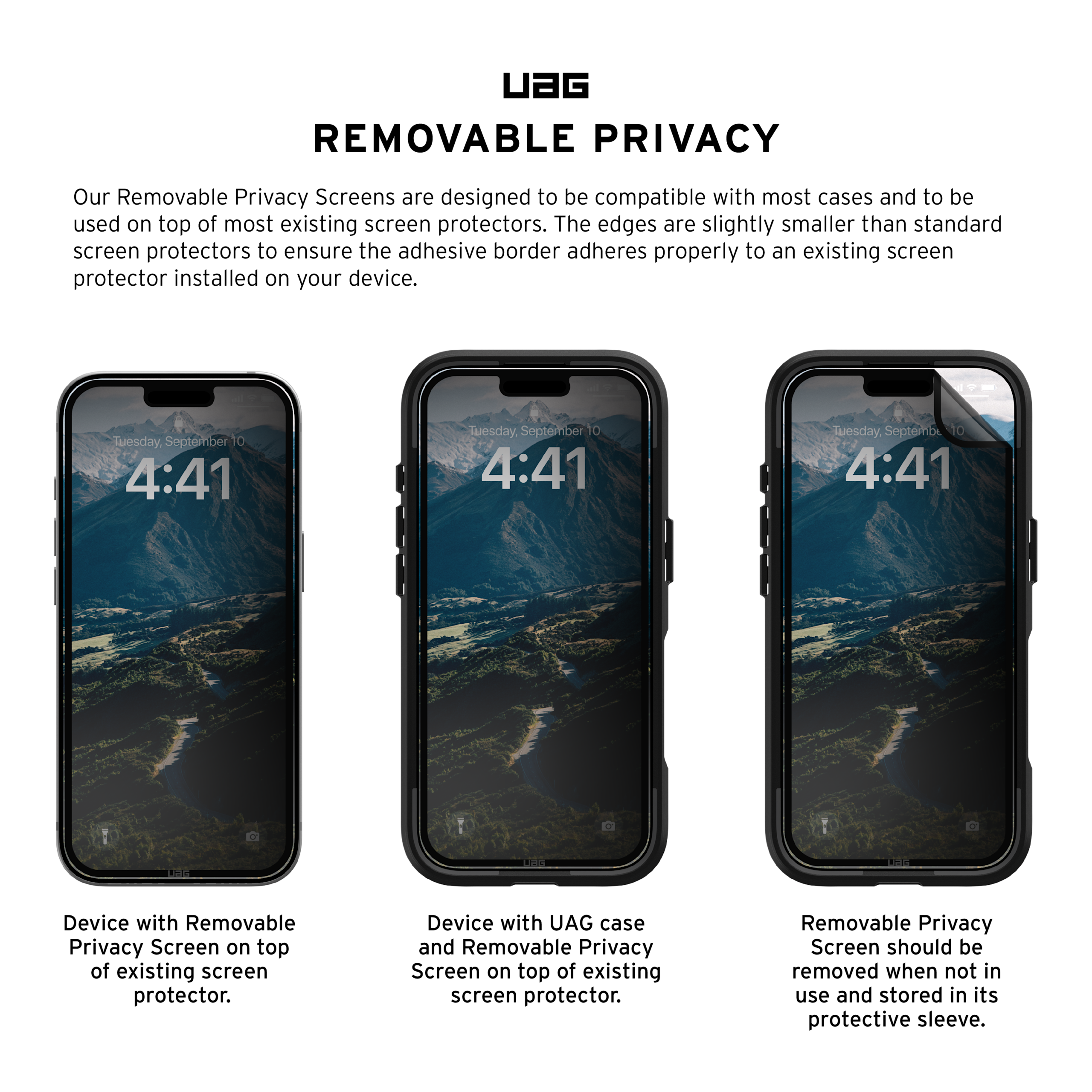 Removable & Reusable 2-Way Privacy Screen For iPhone 16 Pro Portrait Tint