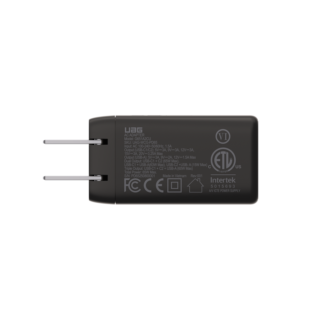 SRGE (US) 65W 3 Port Wall Charger Compact Travel Friendly Quick Charge ...