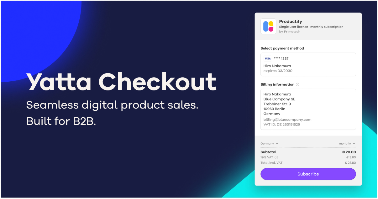 Yatta Checkout | Seamless digital product sales. Built for B2B.