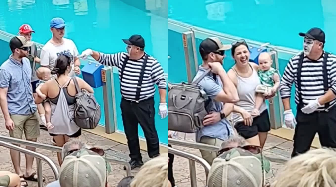 A Mime At Seaworld Sparked Debate After Calling Out One Dad For Not