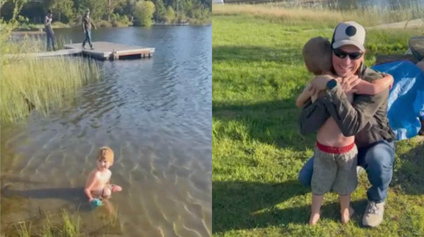 Watch the Adorable Moment This Little Boy Learns His Dad Is Home From ...