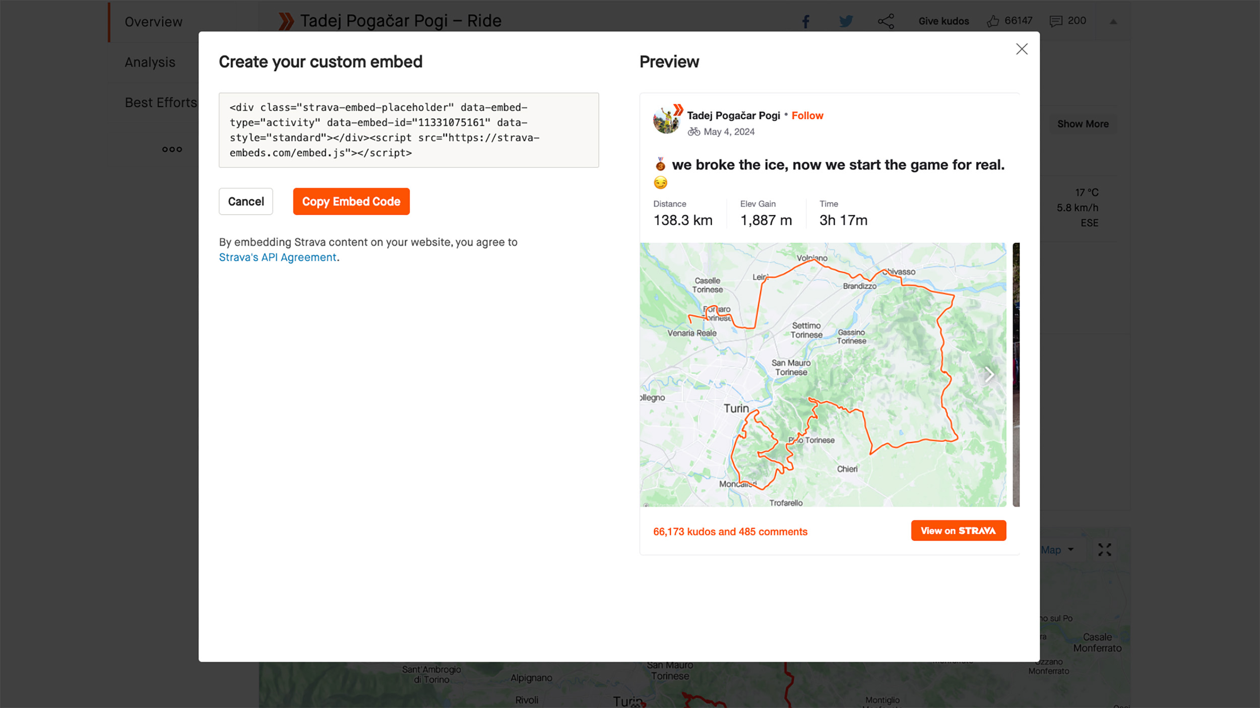How to Embed a Strava Activity