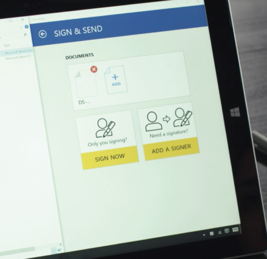 Conheça o Docusign for Microsoft Windows 10