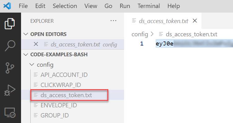 Getting an authentication token using the Bash Quickstart