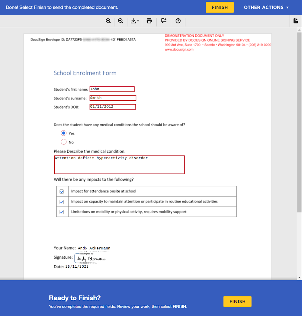 Reporting document data in Docusign eSignature