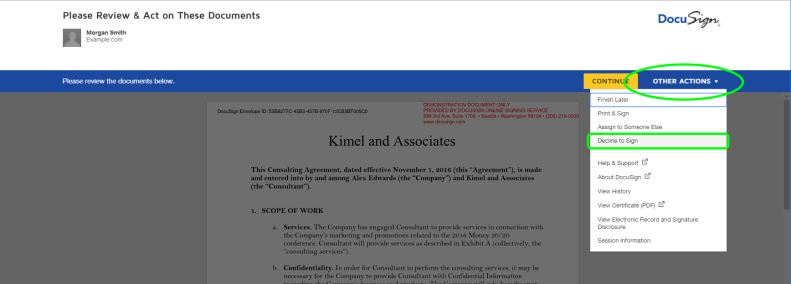 Quick Tip: How to delete, decline or void envelopes in Docusign