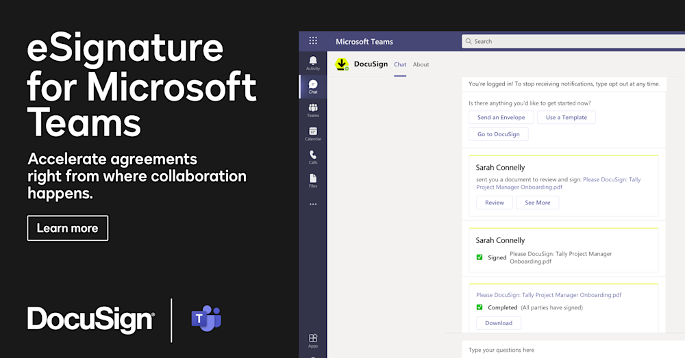 Collaborate on Agreements Faster with Docusign and Microsoft Teams