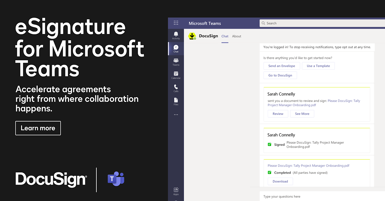Collaborate on Agreements Faster with Docusign and Microsoft Teams