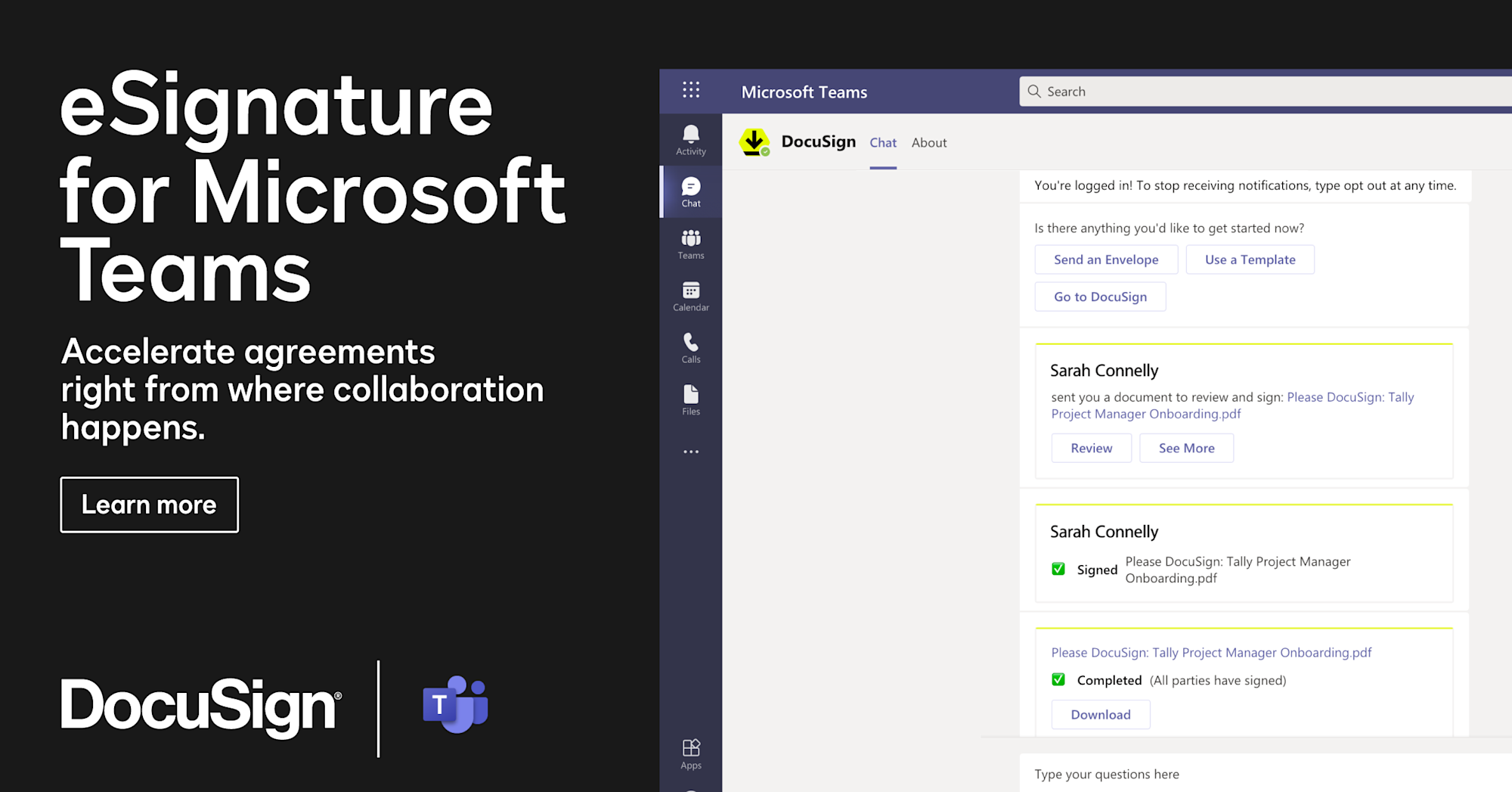 Collaborate on Agreements Faster with Docusign and Microsoft Teams