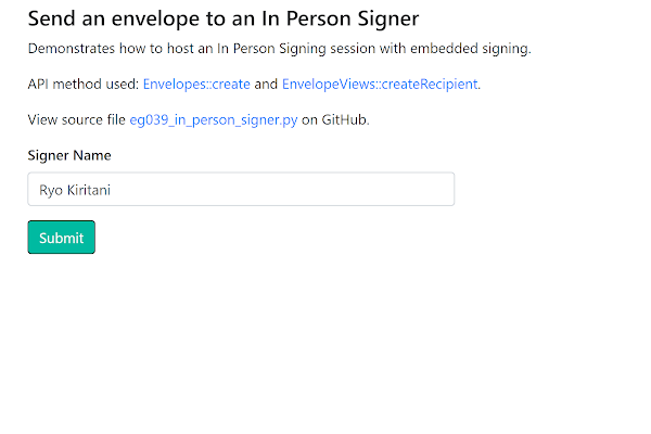 New Code Example In Person Signer 