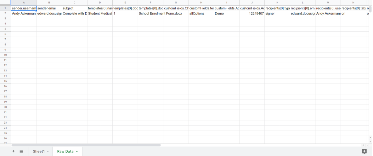 Reporting document data in Docusign eSignature